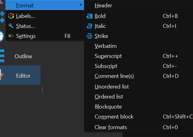 add more formatting options/ tools and new icons · Issue #766 · olivierkes/manuskript · GitHub