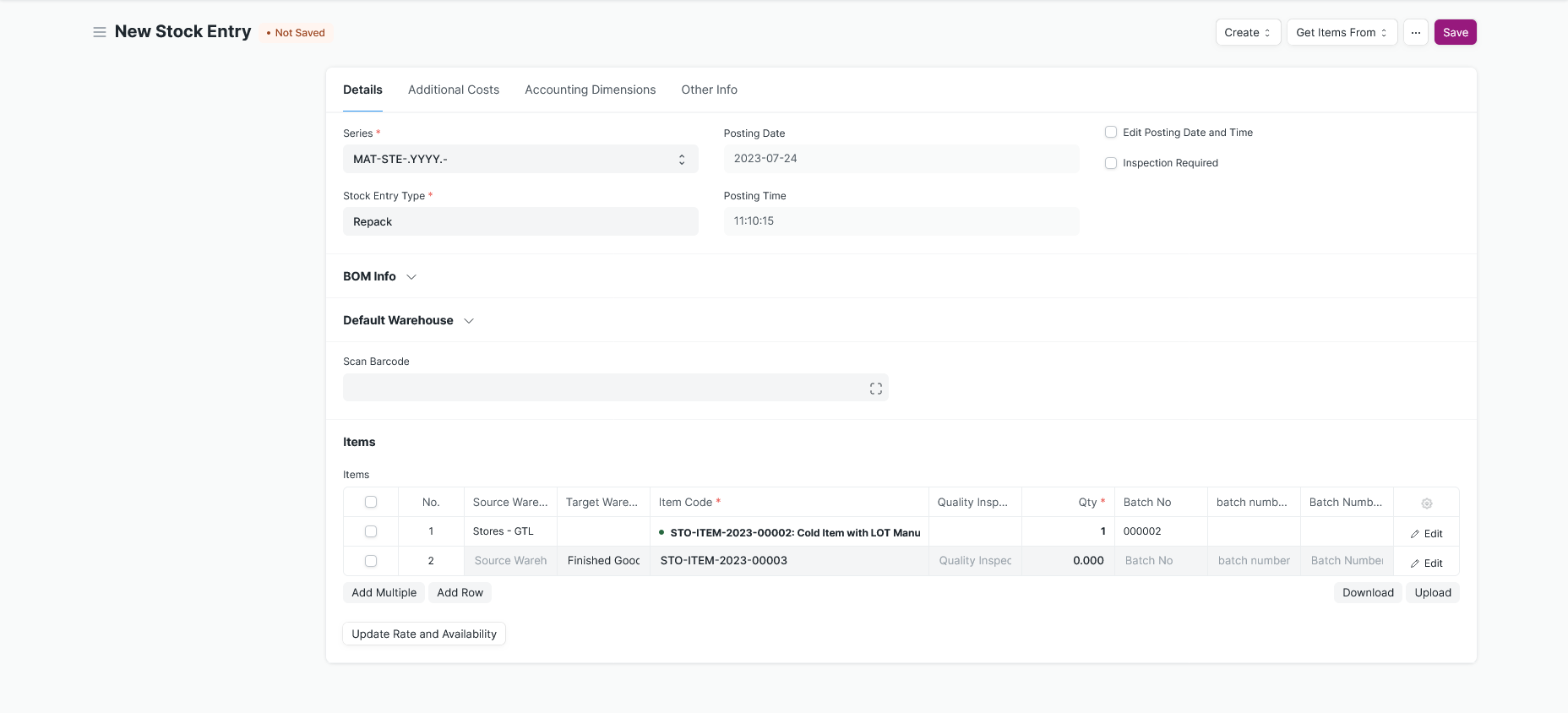 Stock Entry Repack Issues- Scanned Batch No. Not Used in Serial and Batch Bundle · Issue #36273 ...