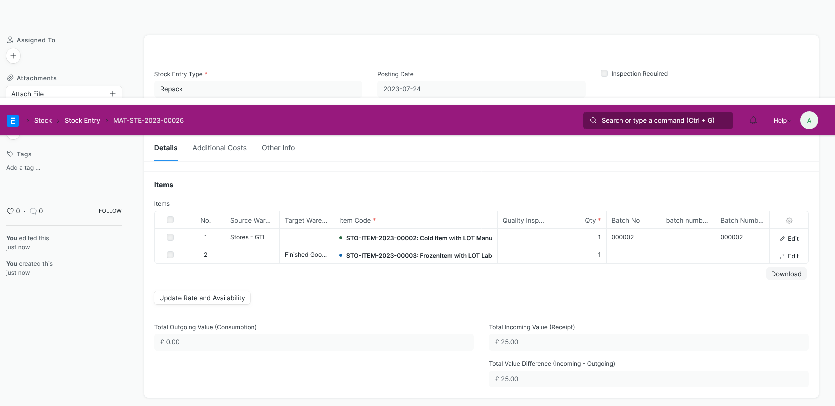 Stock Entry Repack Issues- Scanned Batch No. Not Used in Serial and Batch Bundle · Issue #36273 ...