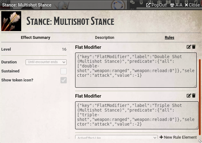 Multishot Stance REs require slugs to work properly. · Issue #2655 · foundryvtt/pf2e · GitHub