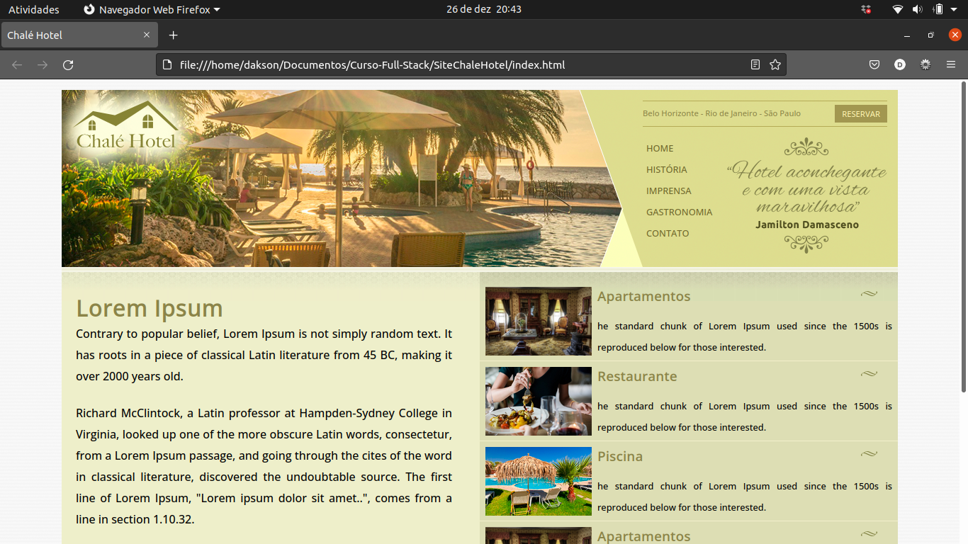 GitHub - DaksonC/chale-hotel