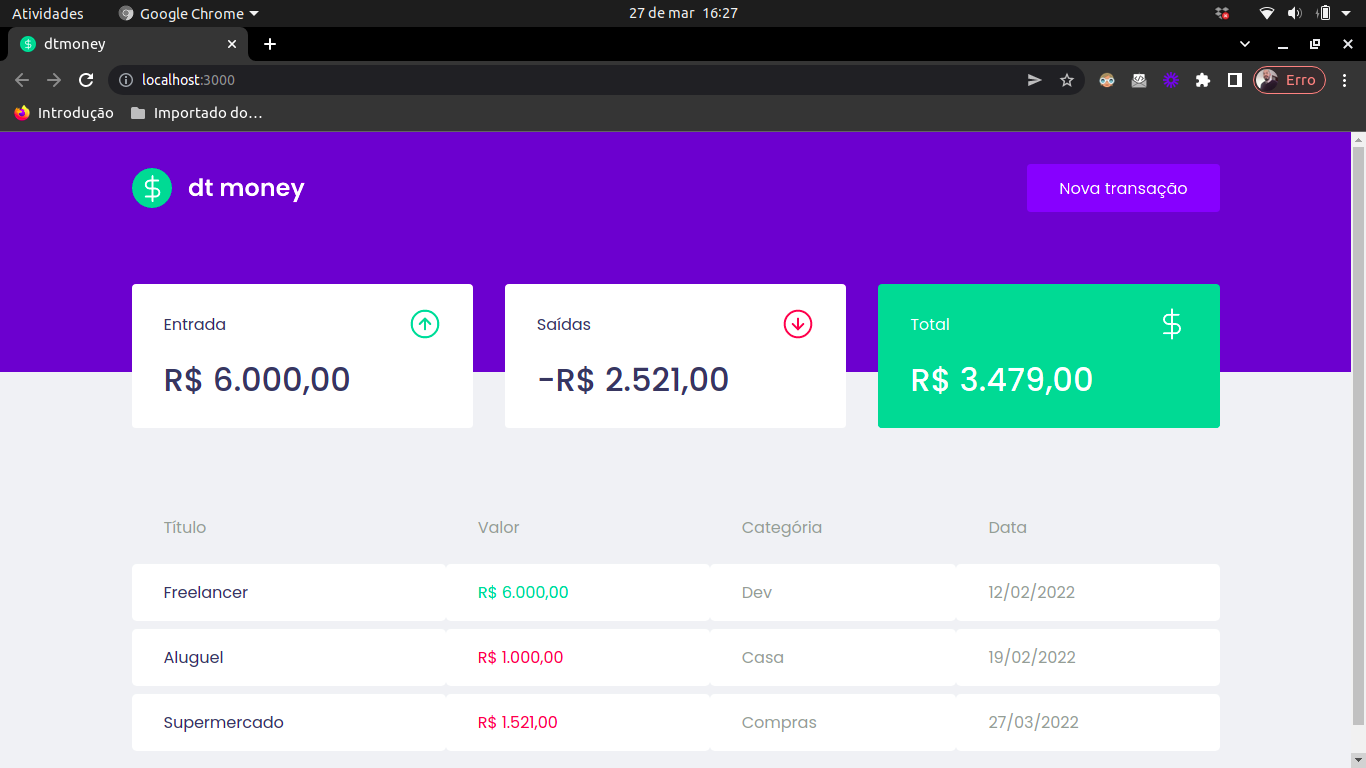 GitHub - DaksonC/dtmoney: O dtmoney é um projeto idealizado pela Ignite da Rocketseat no curso ...