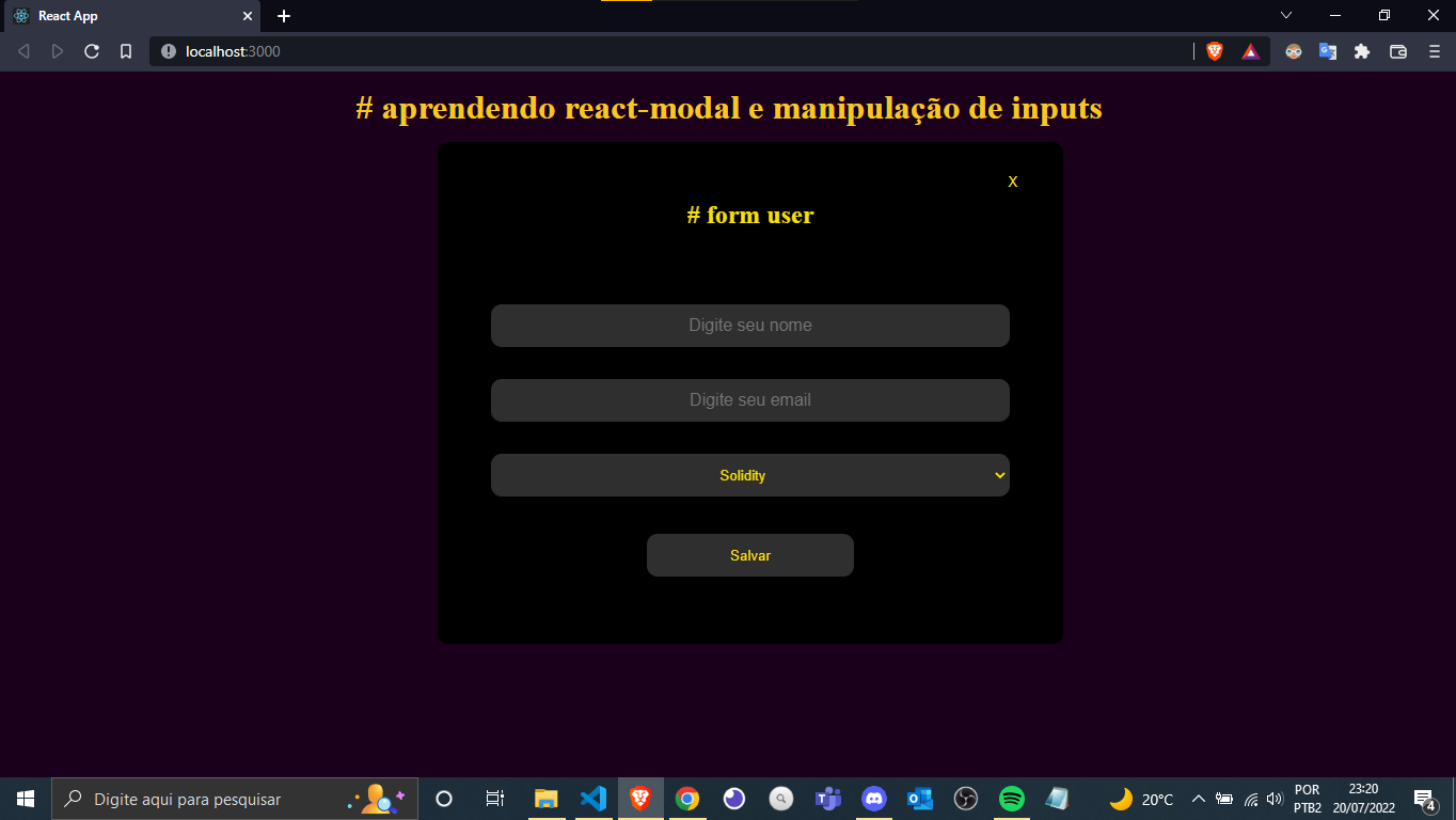 GitHub - DaksonC/form-react-modal: Uma POC para testar o react-modal ...