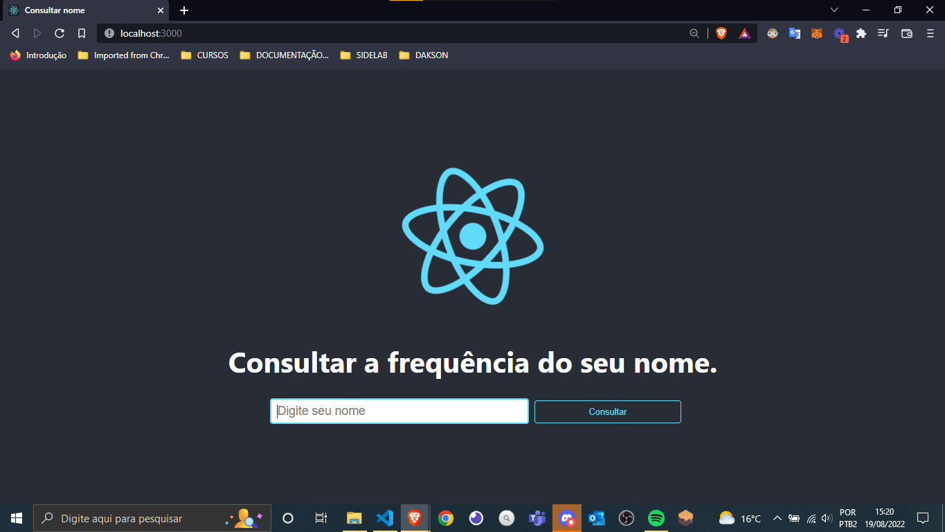 Github Daksoncfrequencia Do Seu Nome Aplicação Em React Typescript E Axios Que Obtém A