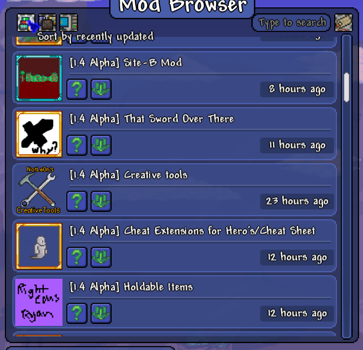 [1.4] Mod Browser's "Sort by recently updated" filter not working · Issue #1682 · tModLoader ...