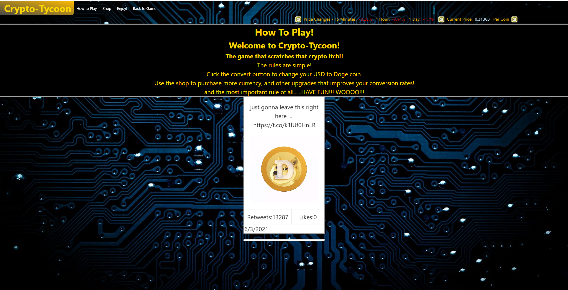GitHub - AnthonySzymczak/Crypto-Tycoon: Become a Doge Coin Millionaire ...