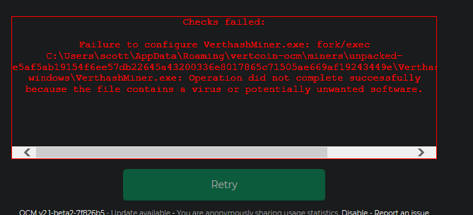 Checks Failed Error that I can't troubleshoot · Issue #394 · vertcoin-project/one-click-miner ...