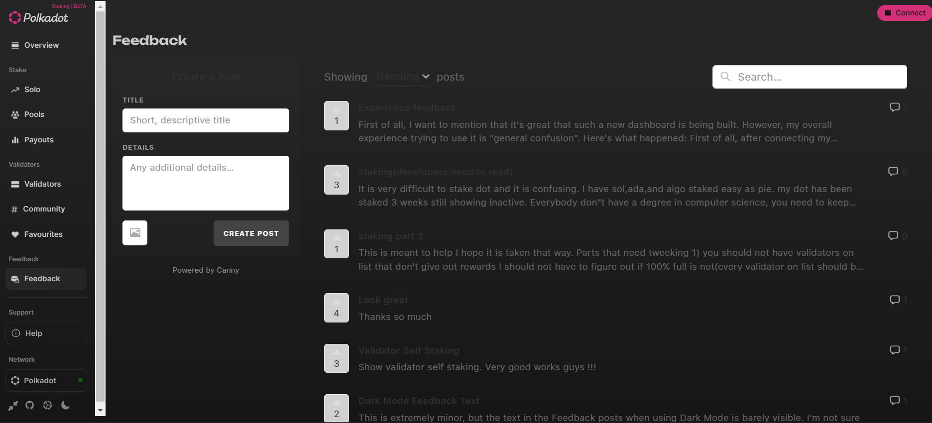 Dark Mode Font Color In Feedback Section Not Readable · Issue 256 · Polkadot Cloudpolkadot