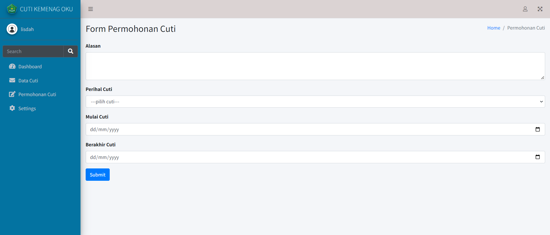 GitHub - Pajar-Padillah/pengajuan-cuti: Sistem Pengajuan Cuti Pegawai ...