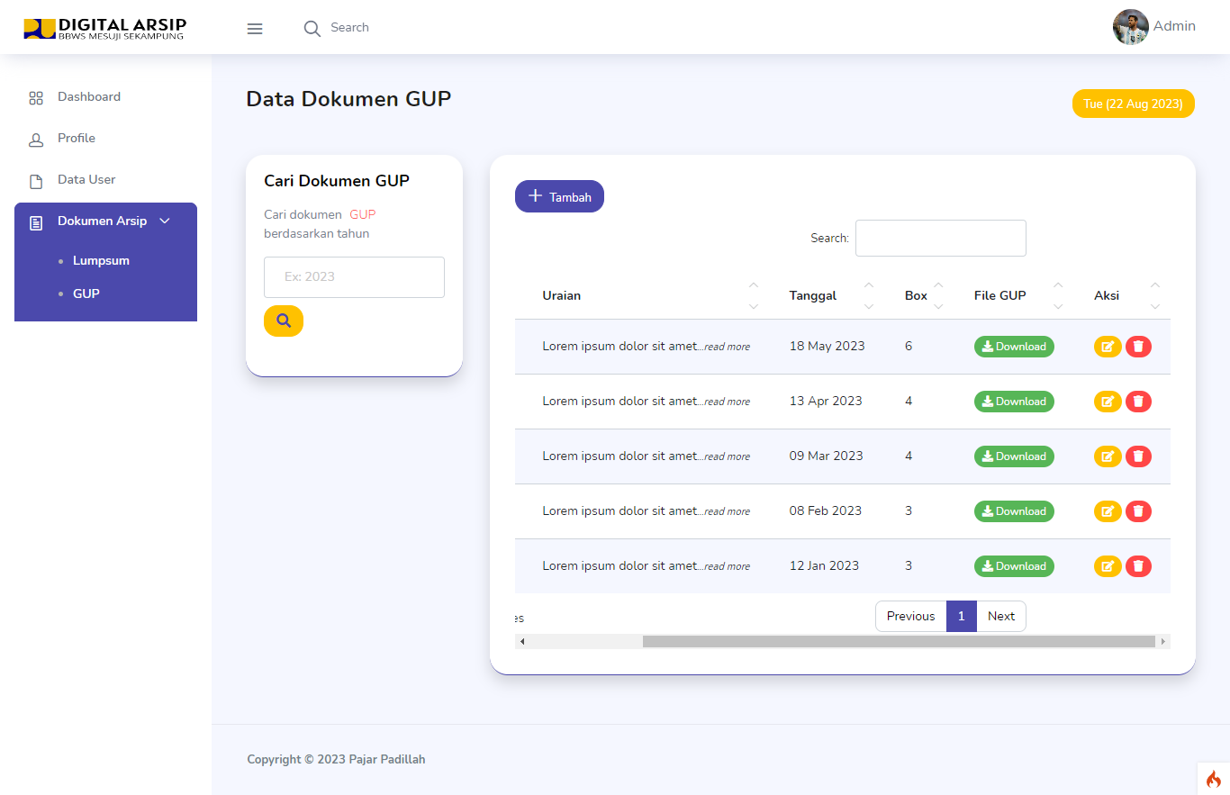 GitHub - Pajar-Padillah/document-archive: Sistem Arsip Dokumen berbasis web menggunakan ...