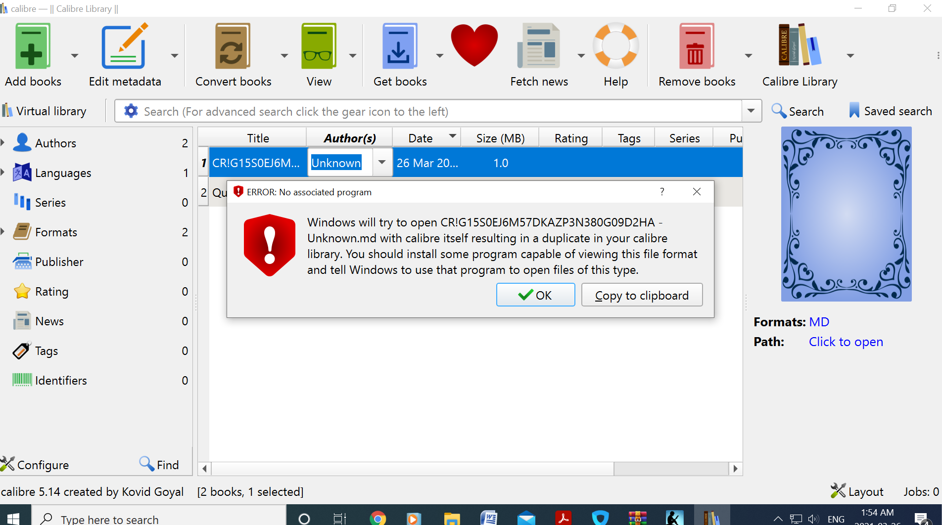Kindle book unable to open screenshots attached please help · Issue #1625 · apprenticeharper ...
