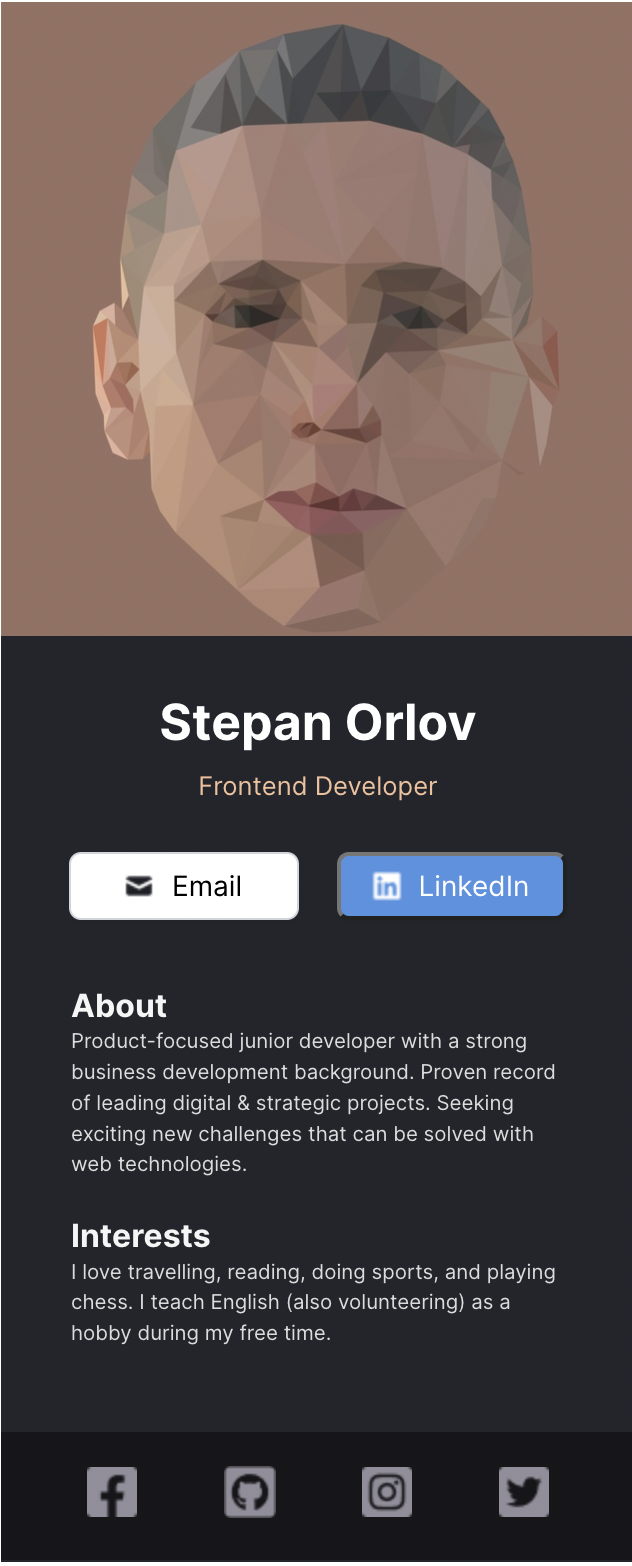 GitHub - orlovstepan/business-card: Small react-based business card based on some random figma ...