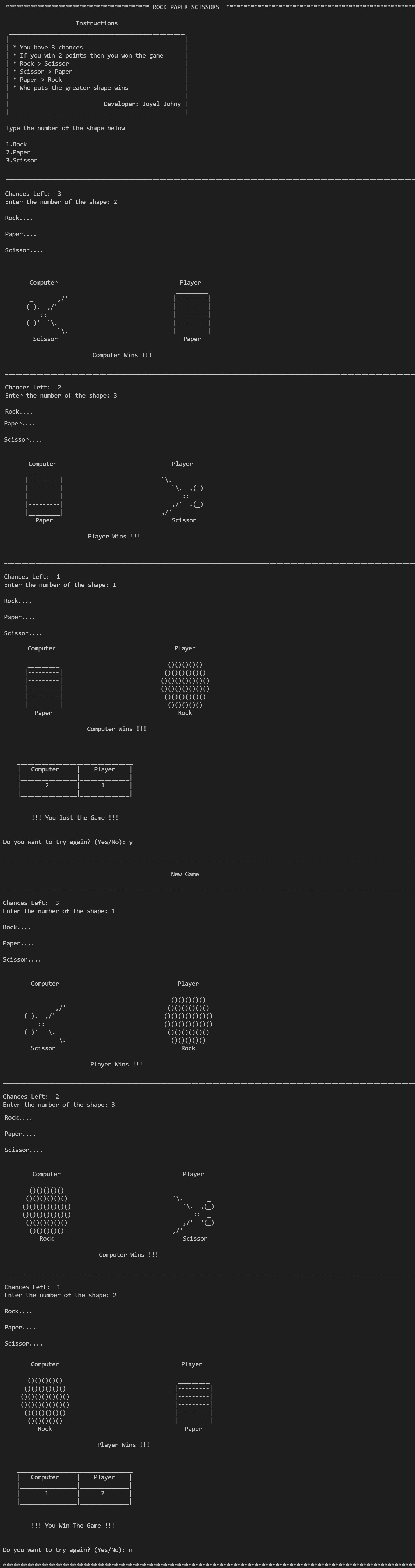 Github Joyeljohnyrock Paper Scissor Game With Python A Beginner Friendly Project Using Python
