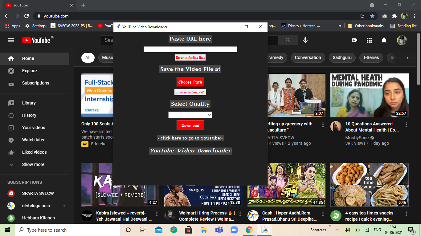 GitHub - srisravya106/YouTube-Video-Downloader: It is a python project ...