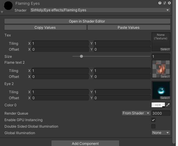 GitHub - SirCondom/FlamingEyeShaderVRC: a shader i made with ASE To make Flaming Eyes