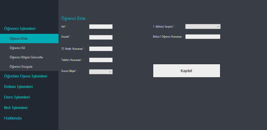 GitHub - cembayat34/FakulteYonetimPaneli: SQL Baglantili Fakulte Yonetim Paneli