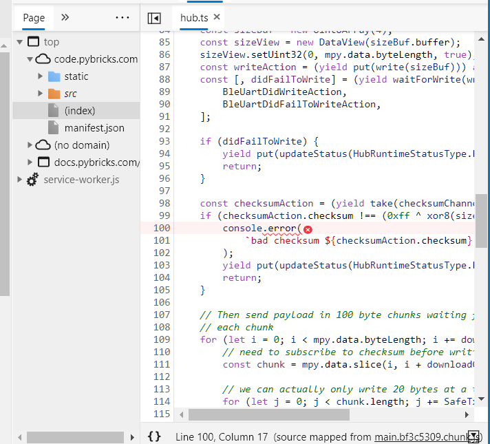 [Bug] error: "bad checksum" in hub.ts:100 · Issue #146 · pybricks/support · GitHub