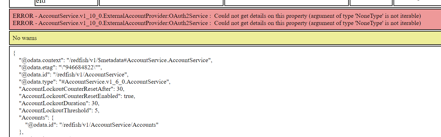 AccountService URI throws error on validator · Issue #424 · DMTF/Redfish-Service-Validator · GitHub
