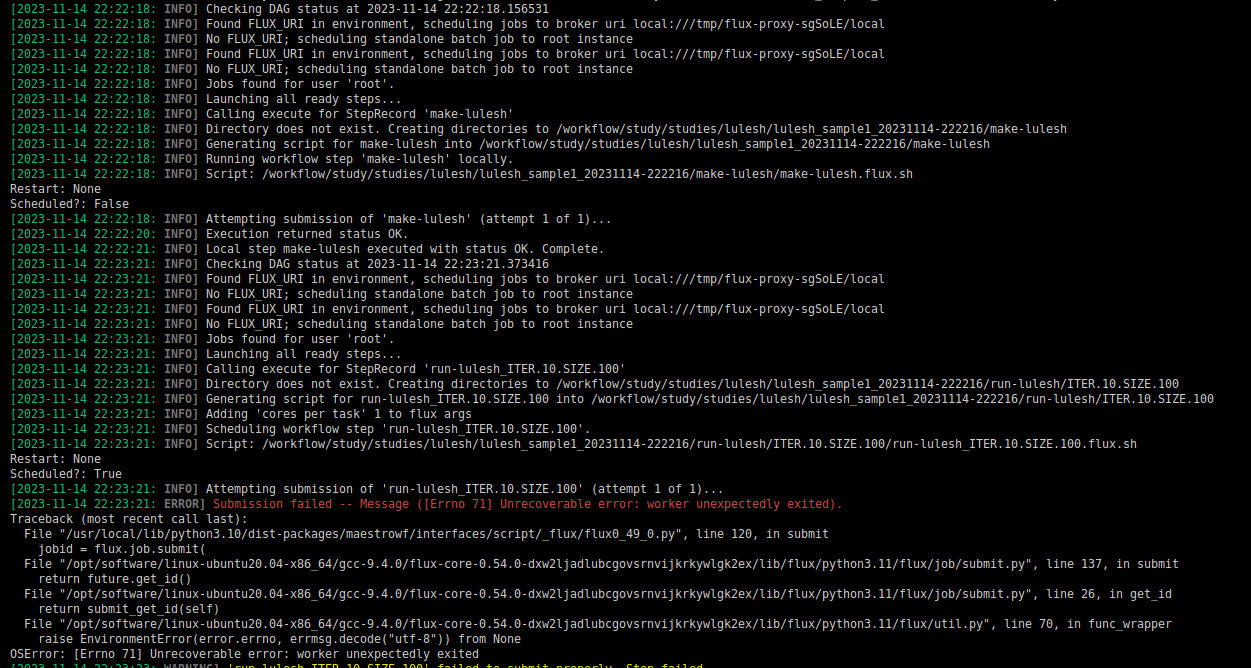 Debugging previously working run with Flux! · Issue #429 · LLNL/maestrowf · GitHub