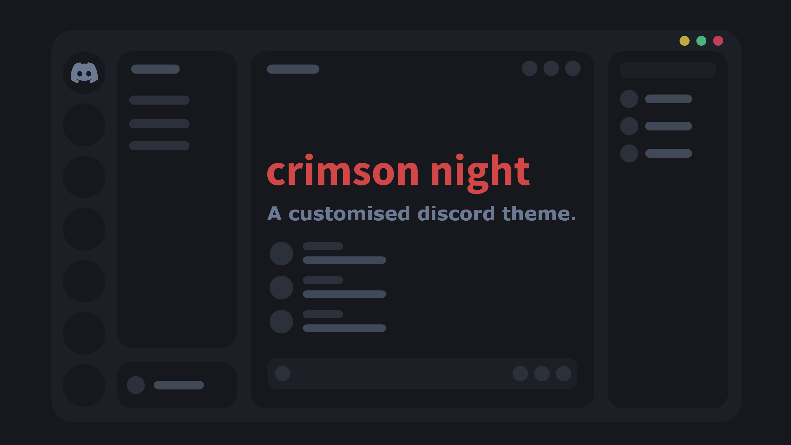 GitHub - NitrolessWasTaken/crimson-night-discord: A modified, dark, rounded discord theme.