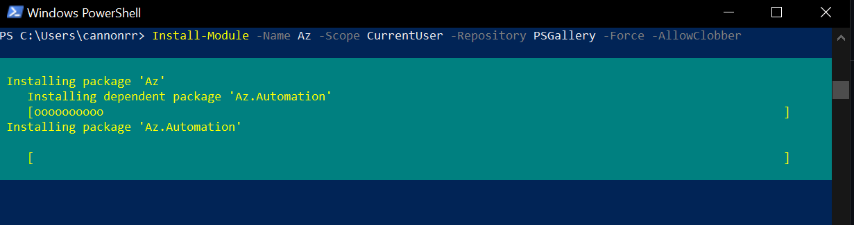 Install-Module -Name Az hangs for long without progress and makes ...