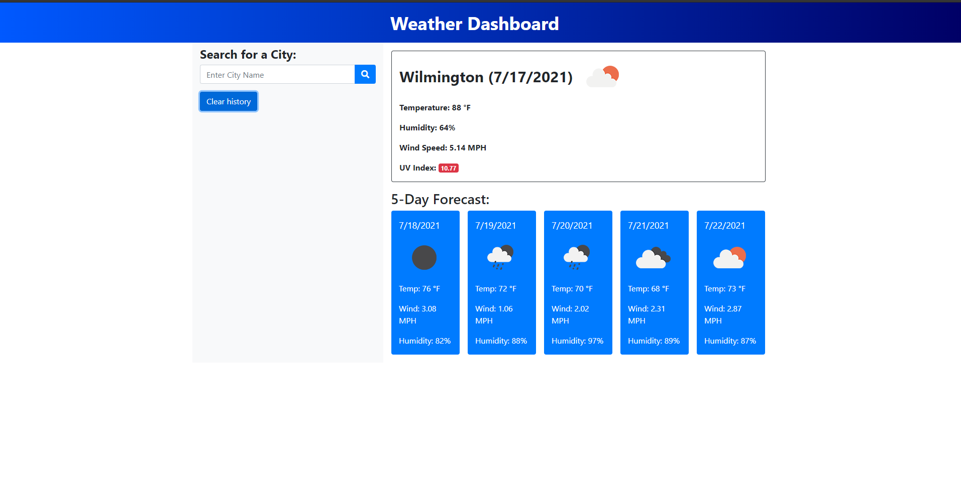 GitHub - jnordan132/City-Weather-Dashboard: City Weather Dashboard is a free source for your ...