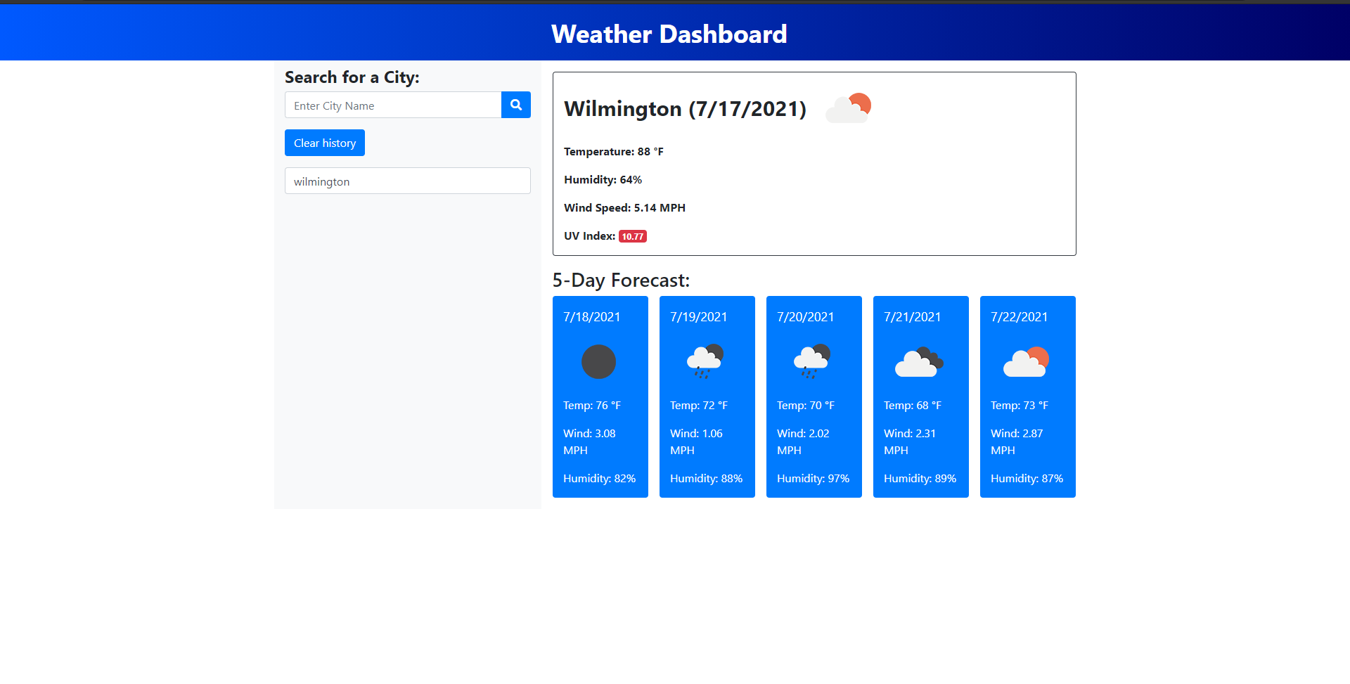 GitHub - jnordan132/City-Weather-Dashboard: City Weather Dashboard is a free source for your ...