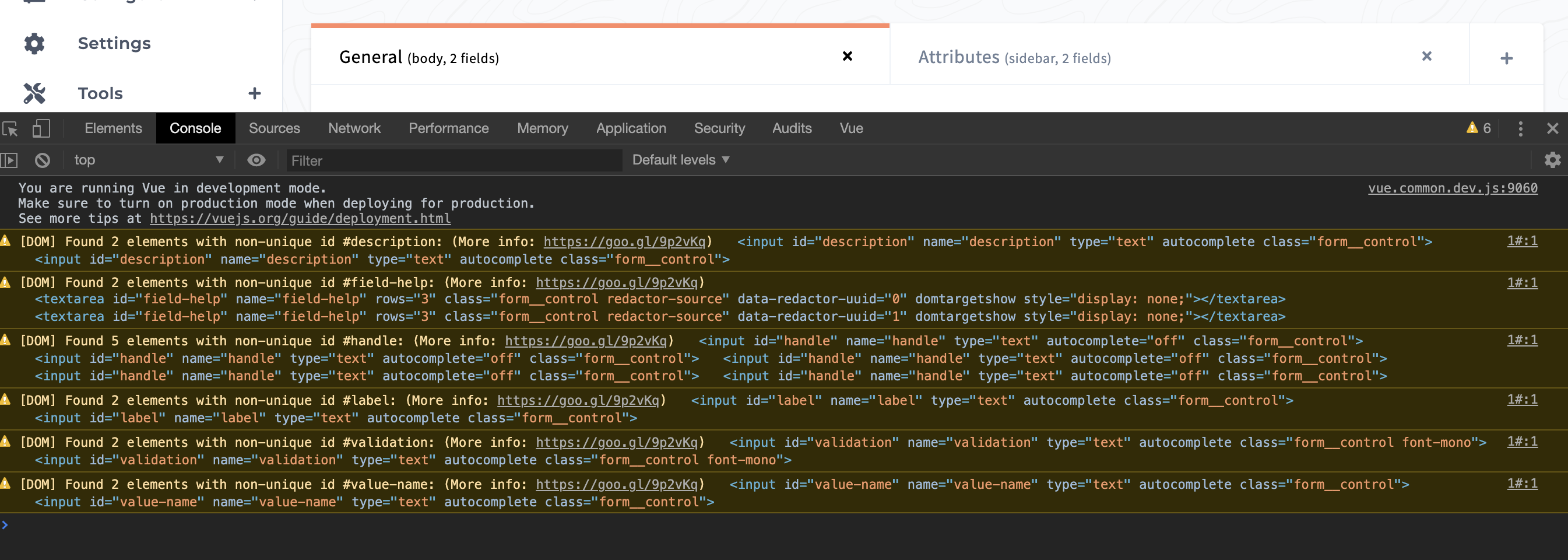 Numerous DOM warnings · Issue #341 · fusioncms/fusioncms · GitHub