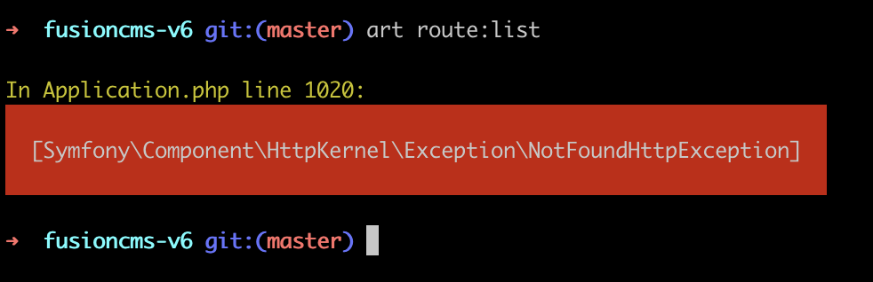 Route list error · Issue #364 · fusioncms/fusioncms · GitHub