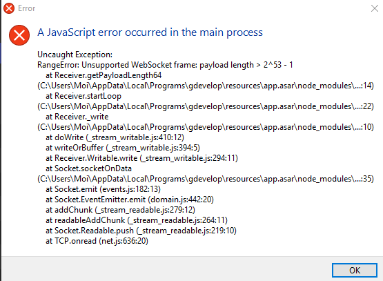 Debugger returns errors and GD Crash · Issue #849 · 4ian/GDevelop · GitHub