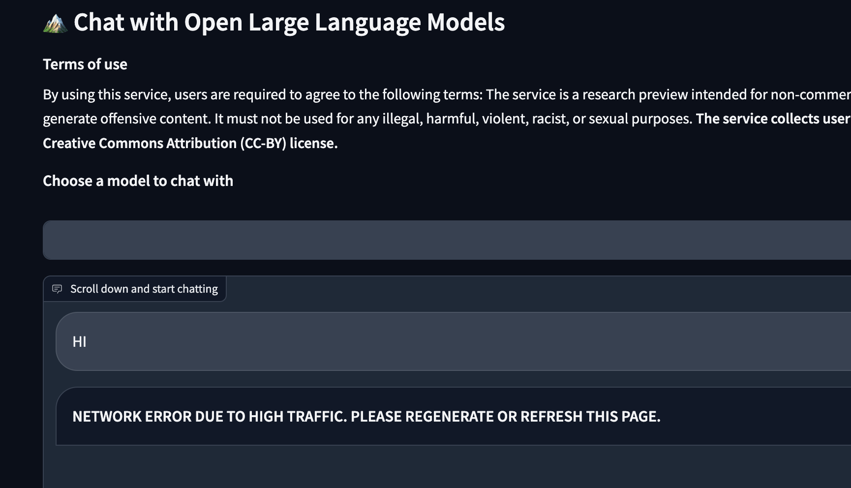 NETWORK ERROR DUE TO HIGH TRAFFIC. PLEASE REGENERATE OR REFRESH THIS PAGE. · Issue #2341 · lm ...