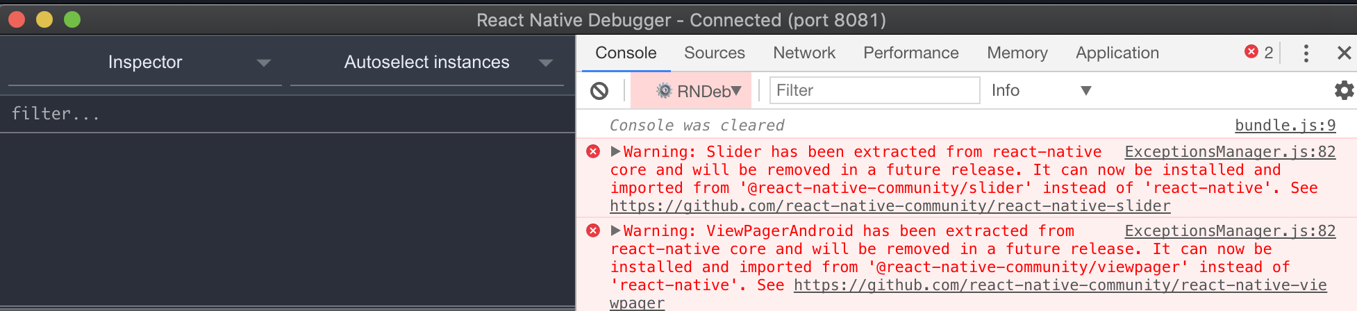 ExceptionsManager.js:82 Warning: ViewPagerAndroid has been extracted from react-native core and ...