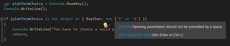 Stylecop SA1008 creating issues with VS2019 autoformatting · Issue #1391 · dotnet/iot · GitHub