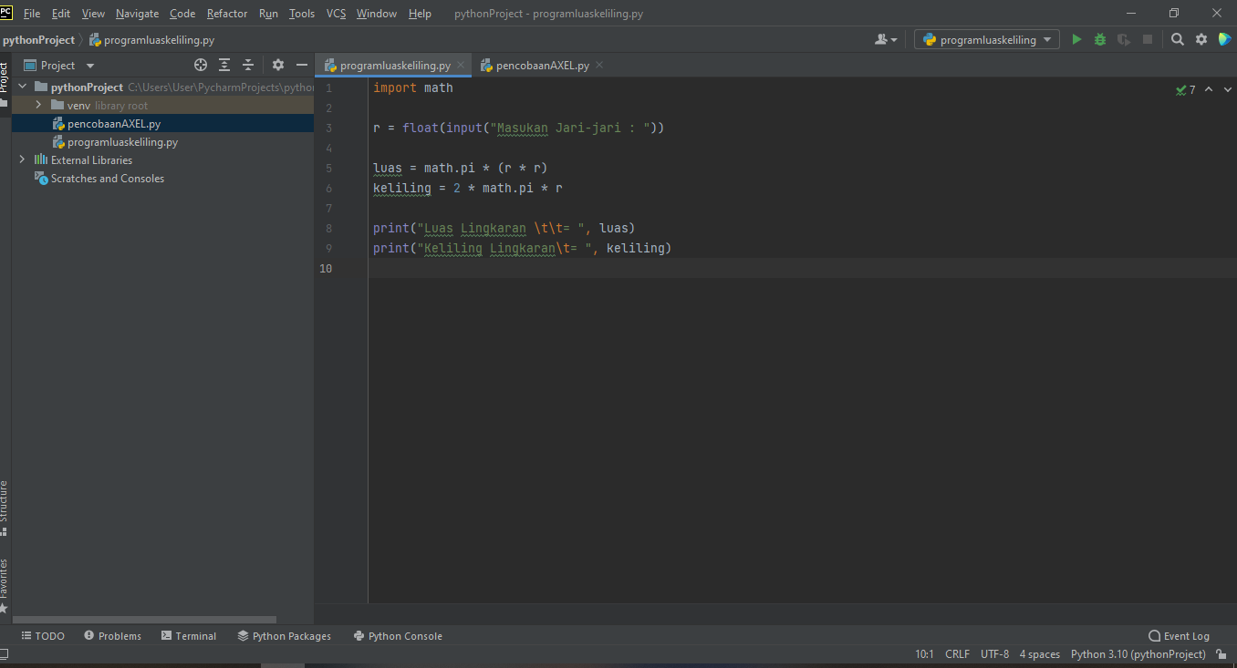 GitHub - Axeldanovan/lab2: menghitung luas dan keliling lingkaran ...
