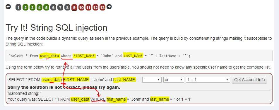SQL Injection lesson/exercise 9 missing 'WHERE' · Issue #665 · WebGoat ...