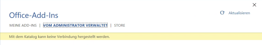 Error message when displaying administrator managed Office-Add-Ins in ...