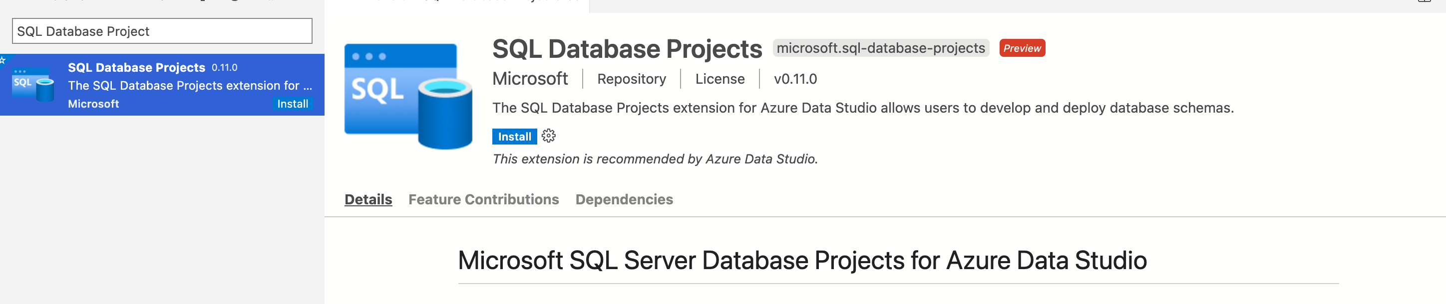 SQL Database Projects: Unavailable in ADS · Issue #16337 · microsoft/azuredatastudio · GitHub