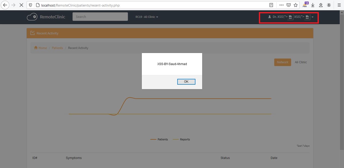 Stored XSS vulnerability Site-Wide · Issue #13 · remoteclinic/RemoteClinic · GitHub