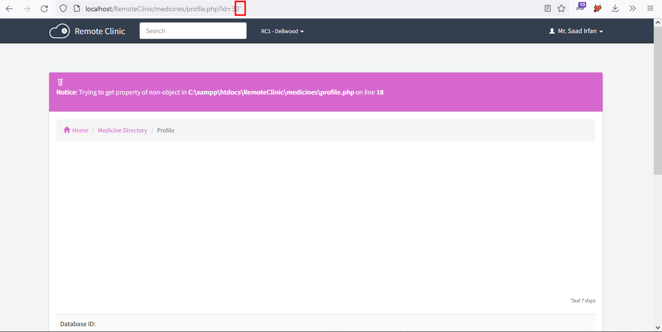 SQL Injection in /medicines/profile.php via `id` parameter · Issue #20 · remoteclinic ...