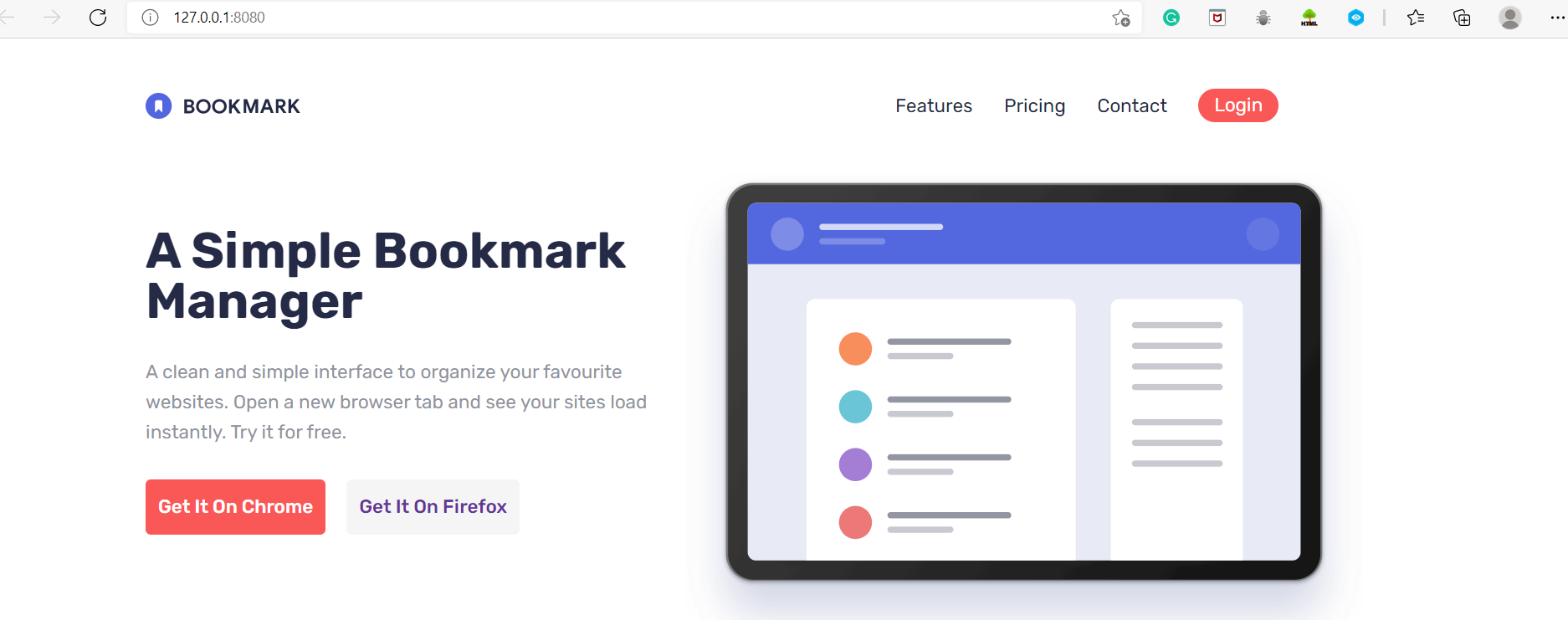 GitHub - keshariGaurav/BookmarkLandingPage: Landing page using HTML, CSS, JAVASCRIPT.