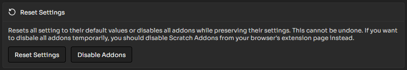 Disable/reenable all addons · Issue #3496 · ScratchAddons/ScratchAddons · GitHub