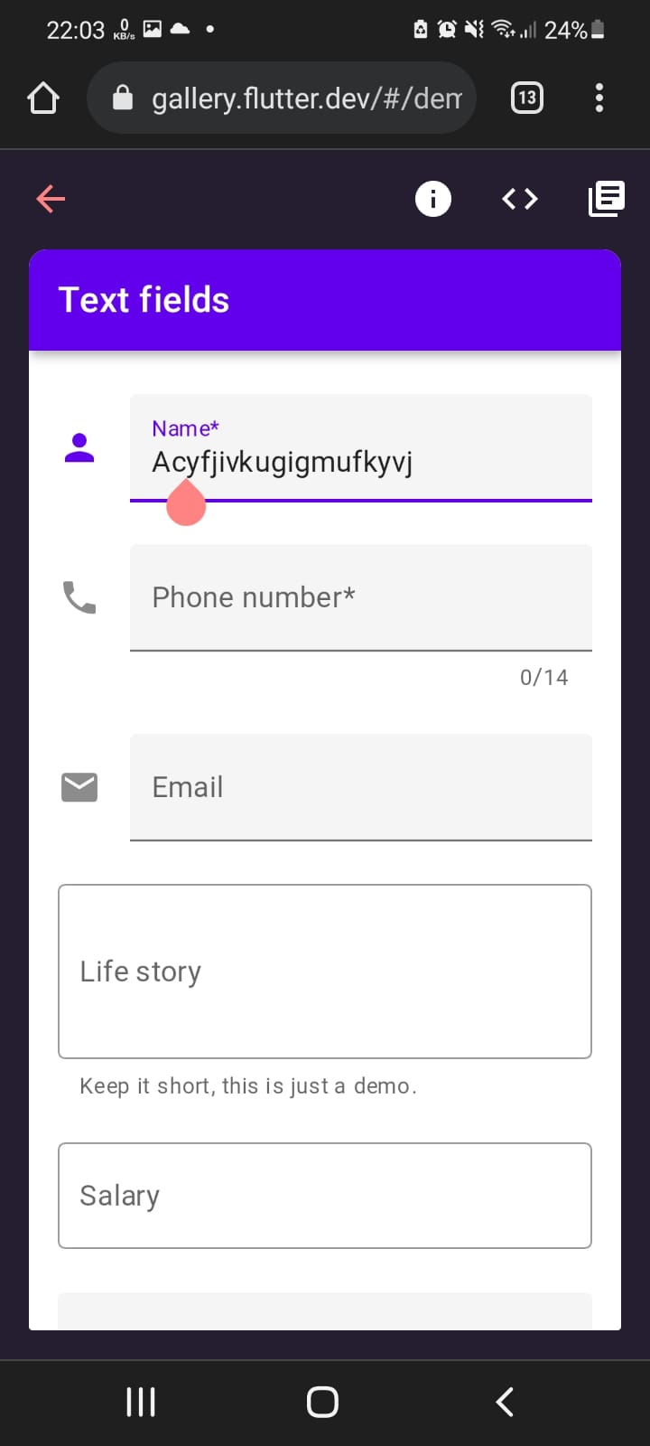 [Web] Android textfield selection shows two handles and sometimes subsequently changes selection ...