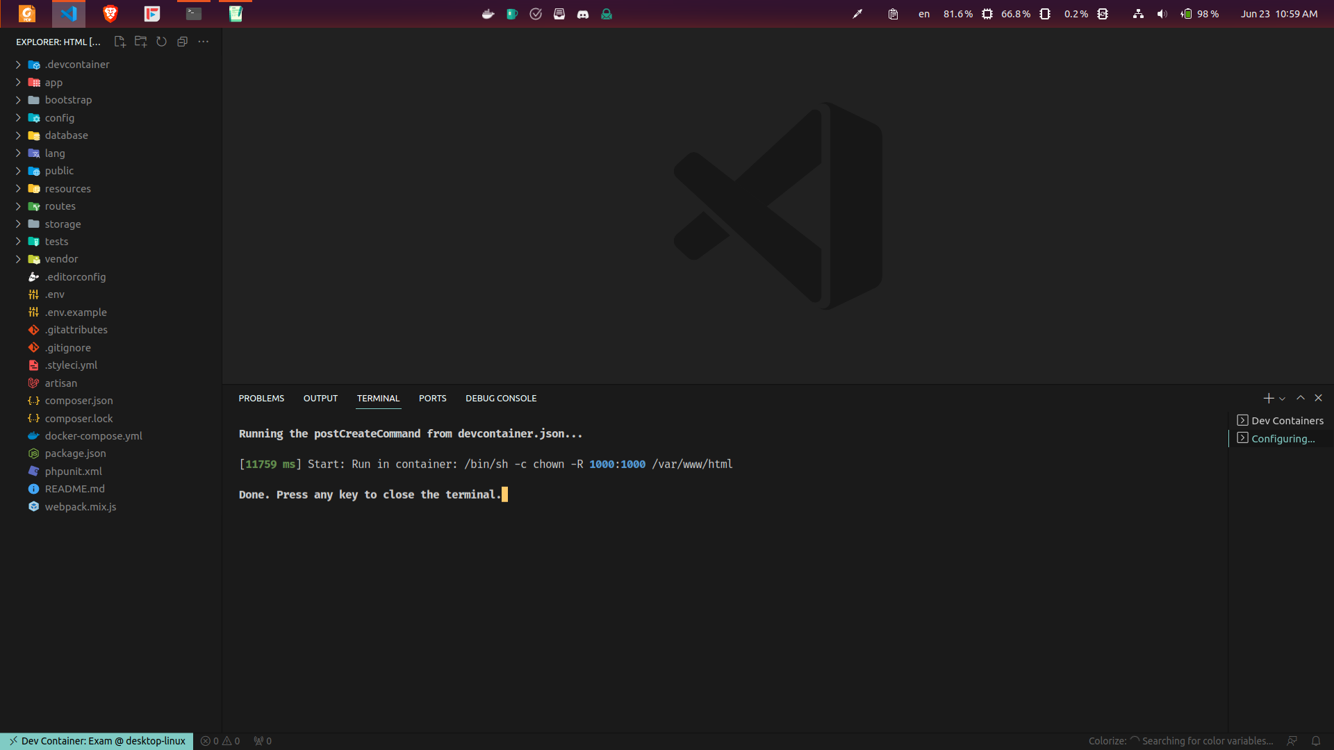 DevContainer missing permissions on Ubuntu · Issue #435 · laravel/sail · GitHub