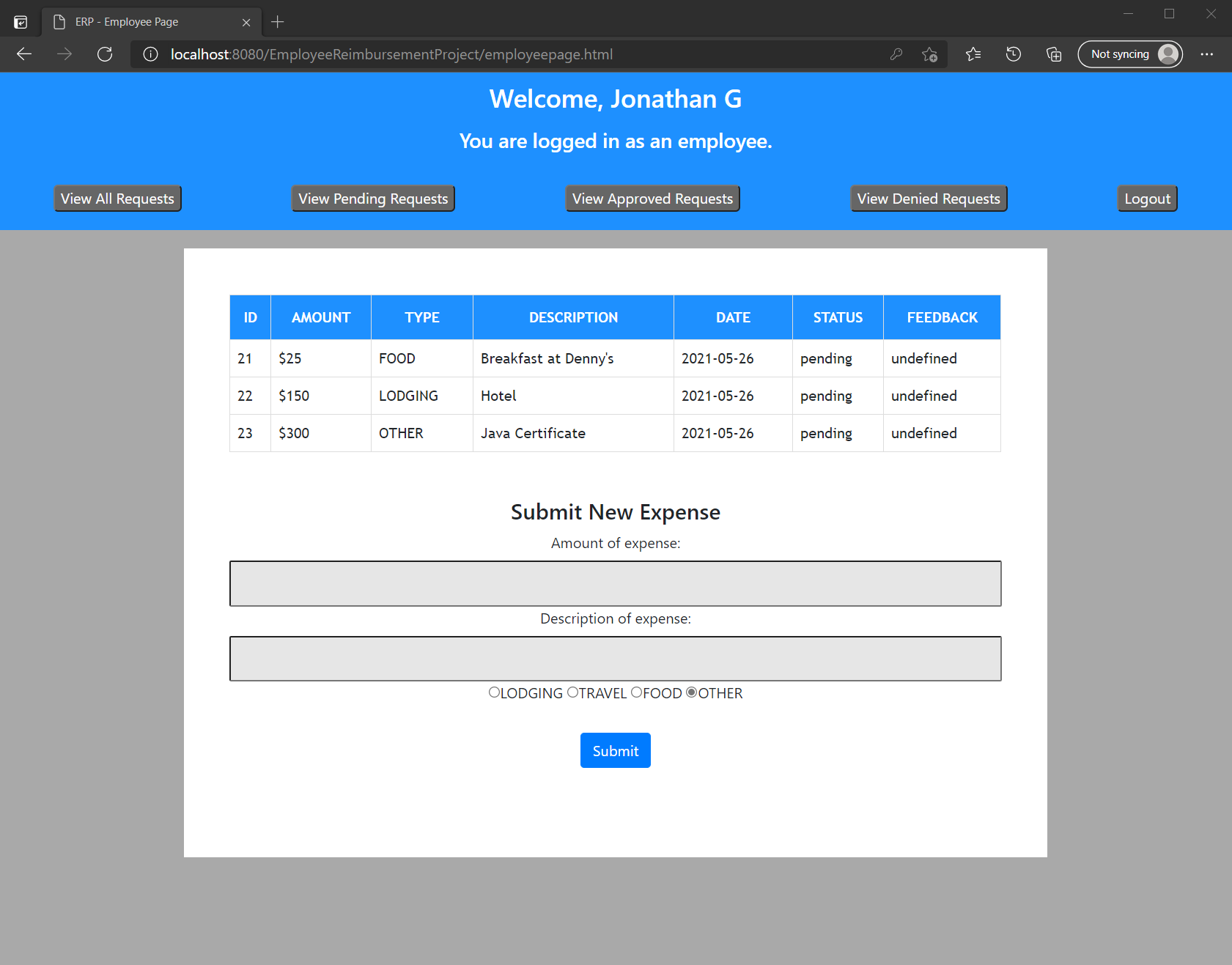 GitHub - kent-berry/Revature-Project-1-ExpenseReimbursementSystem