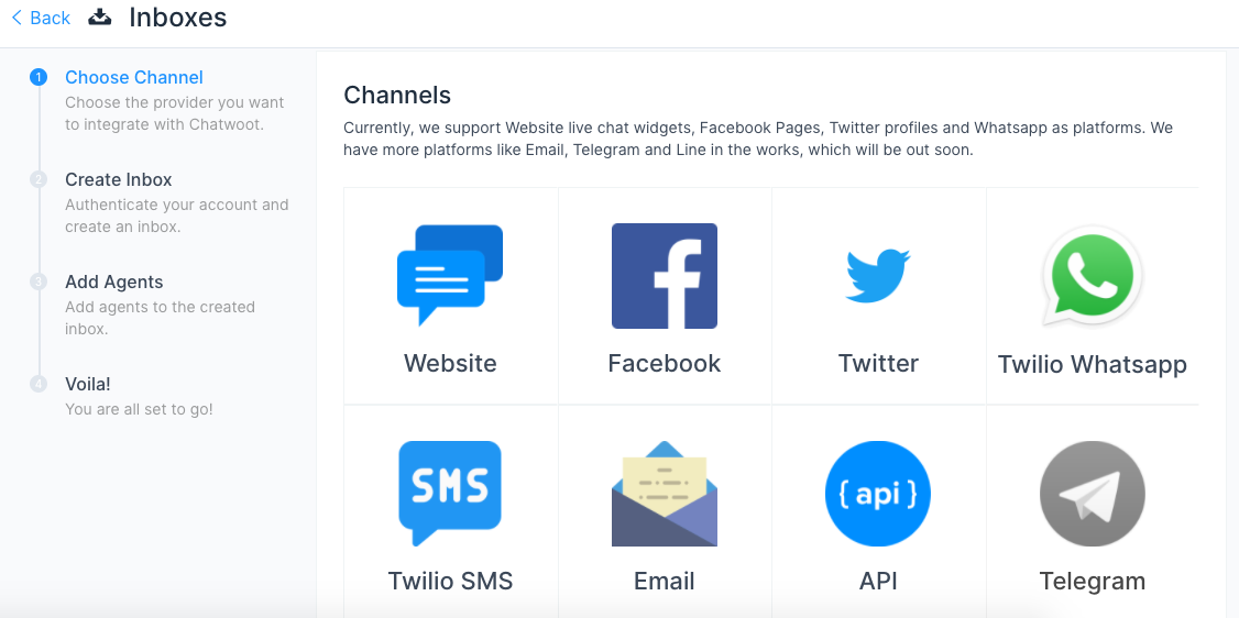 Replace the Twilio inbox channel with two new easier to understand SMS & Whatsapp channel ...