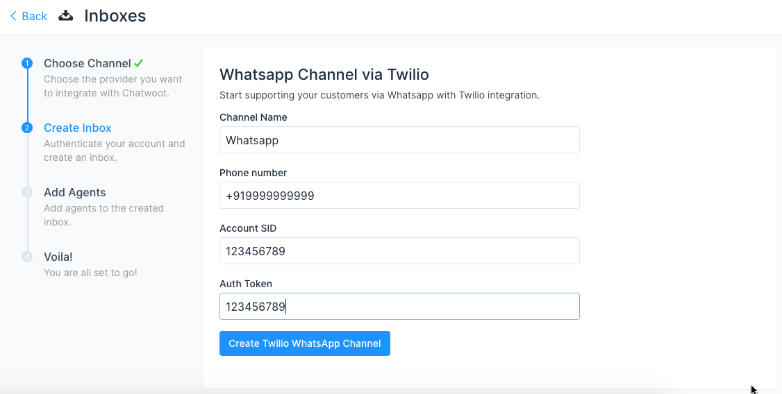 Replace the Twilio inbox channel with two new easier to understand SMS & Whatsapp channel ...