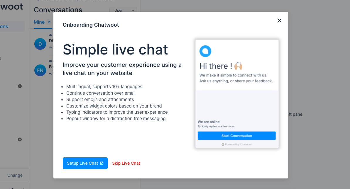 feat: Improve the Account onboarding flow · Issue #3096 · chatwoot ...