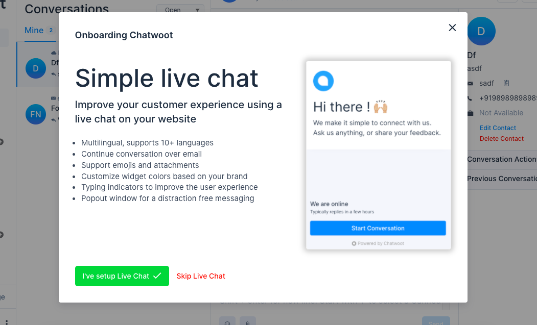 feat: Improve the Account onboarding flow · Issue #3096 · chatwoot ...