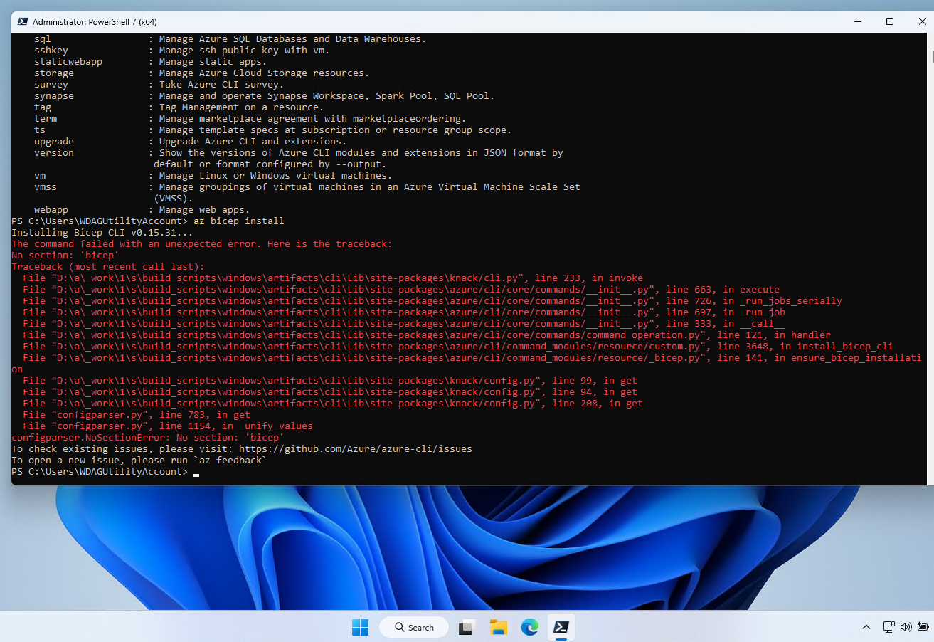 Installing Bicep in Windows Sandbox WM · Issue #25924 · Azure/azure-cli · GitHub