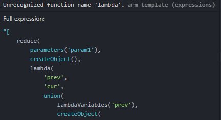 VS Code ARM extension does not recognize reduce, lambda and lambdaVariables functions · Issue ...